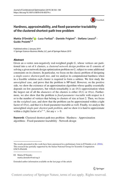 hardness approximability and fixed parameter tractability of the clustered shortest path tree