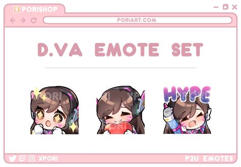 Overwatch Dva P2u Wowlovehype Emotes For Twitch And Discord Etsy