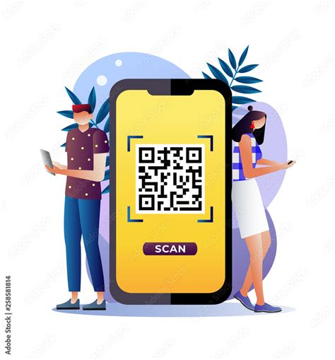 Qr Code For Scanning With Smart Mobile Stock Vector