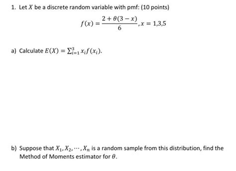 solved 1 let x be a discrete random variable with pmf