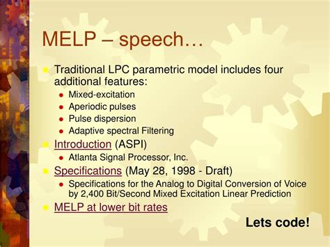 ppt mixed excitation linear predictive coder melp powerpoint presentation id 477569