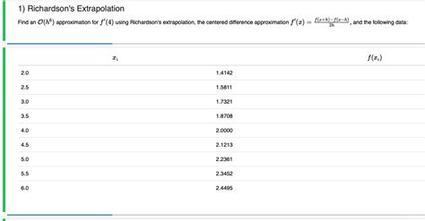 solved 1 richardson s extrapolation find an o h®