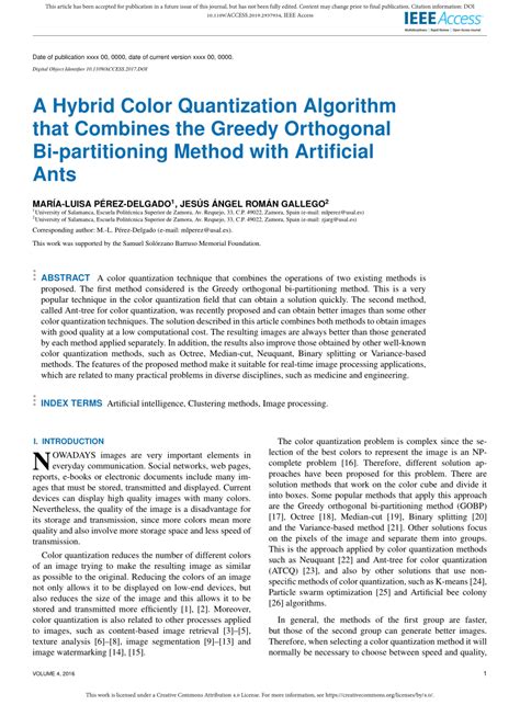 pdf a hybrid color quantization algorithm that combines the greedy orthogonal bi partitioning