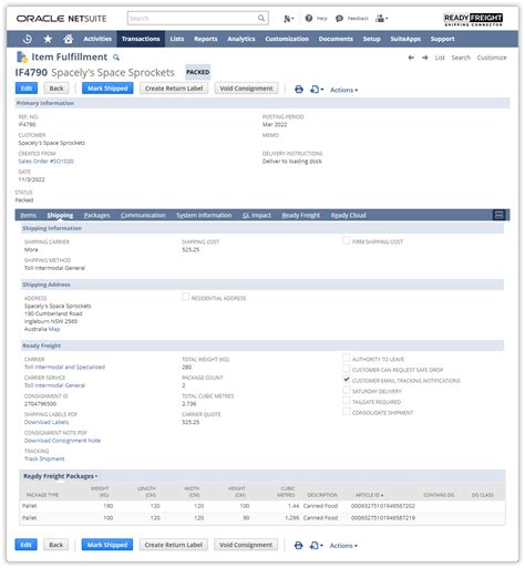 NetSuite Shipping Integration Ready Freight