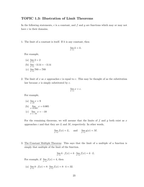 calculus limit theorems