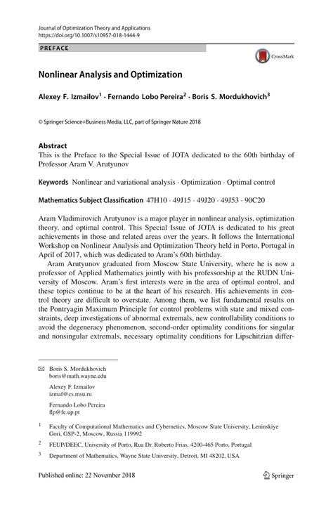 pdf nonlinear analysis and optimization