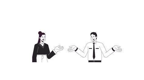 Coworkers Collaboration Bw Animation Animated Characters Colleagues Reaching Agreement