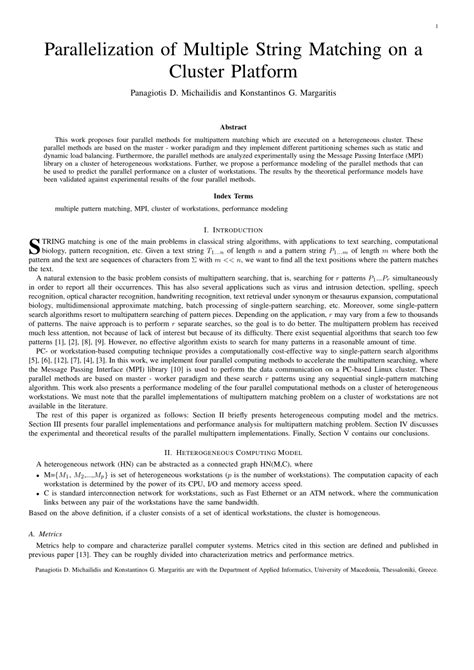 pdf parallelization of multiple string matching on a cluster platform