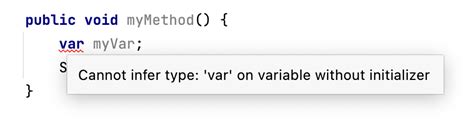 java cannot infer type for local variable cannot use var on variable without initializer