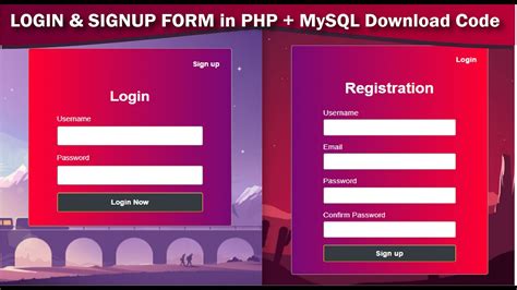 Login And Registration Form In PHP And MySQL Login And Signup Form In