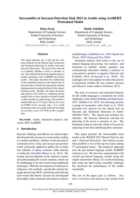 pdf sarcasmdet at sarcasm detection task 2021 in arabic using arabert pretrained model