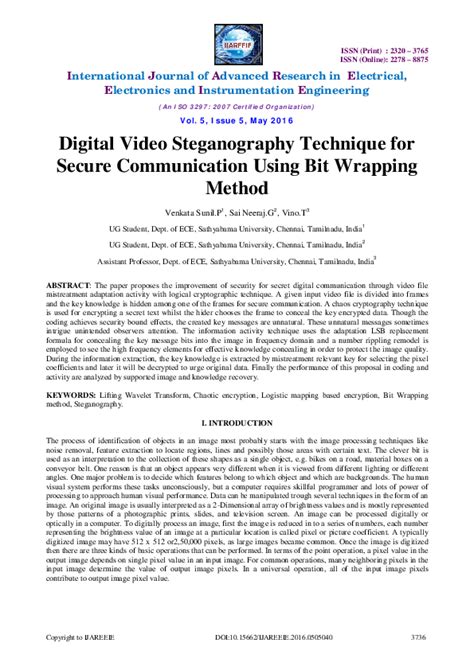 pdf digital video steganography technique for secure communication using bit wrapping method