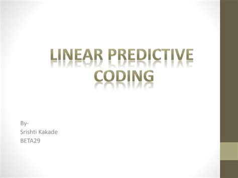 linear predictive coding ppt