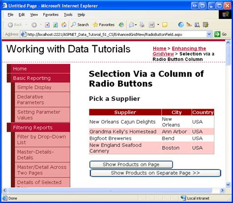 adición de una columna gridview de botones de radio c microsoft learn