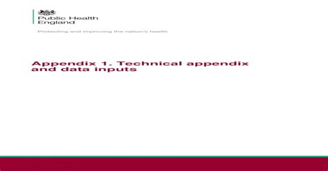 appendix 1 technical appendix and data inputs · appendix 1 technical appendix and data inputs