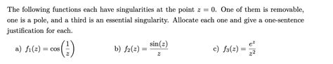 solved the following functions each have singularities at