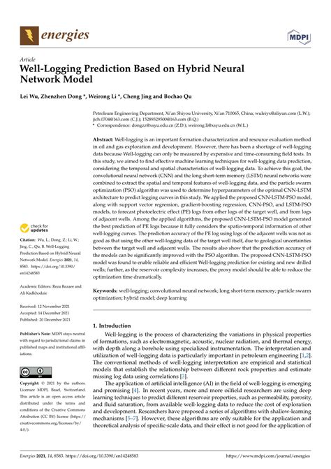 pdf well logging prediction based on hybrid neural network model