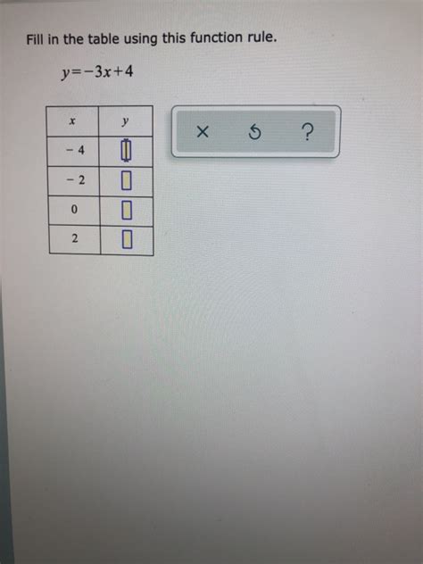 solved fill in the table using this function rule y 3x 4 x