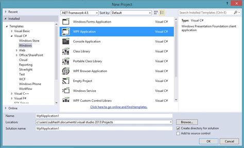 create a simple wpf application