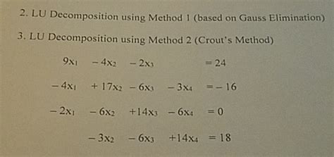solve this for i1 2 3 4 using decomposition methods lu decomposition using method 1 based on