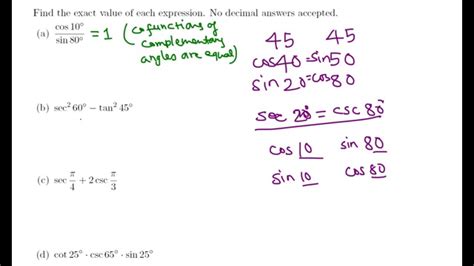 Trig Finding Exact Value Of Trigonometric Expressions YouTube