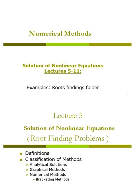 numerical methods solution of nonlinear equations lectures 5 11 pdf zero of a function