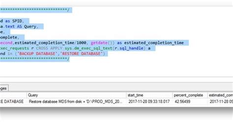 knowledge sharing how to determine the progress of a sql server backup or restore process