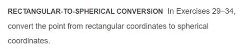 solved rectangular to spherical conversion in exercises