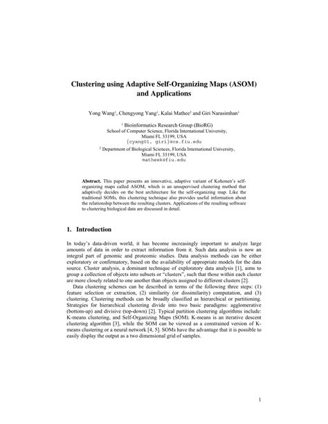 pdf clustering using adaptive self organizing maps asom and applications