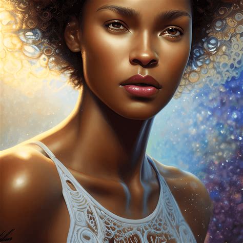 African American Fair Skinned Female Curly Brown Hair · Creative Fabrica