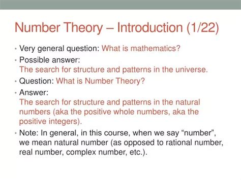 ppt number theory introduction 1 22 powerpoint presentation free download id 2578457