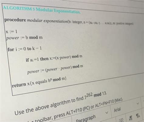 solved algorithm 5 modular exponentiation procedure modular