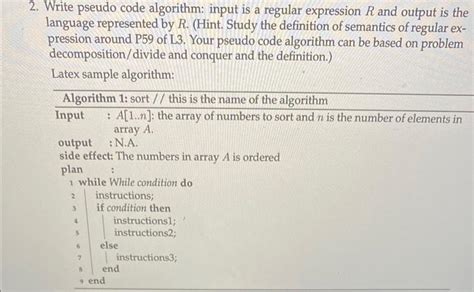 [solved] 2 write pseudo code algorithm input is a regula
