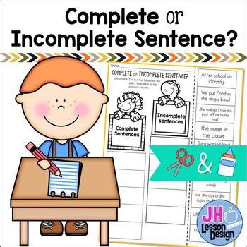 Complete And Incomplete Sentences Cut And Paste Sorting Activity