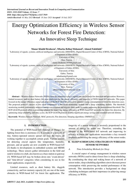 pdf energy optimization efficiency in wireless sensor networks for forest fire detection an