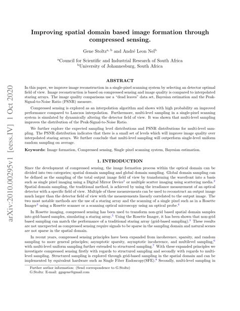 pdf improving spatial domain based image formation through compressed sensing