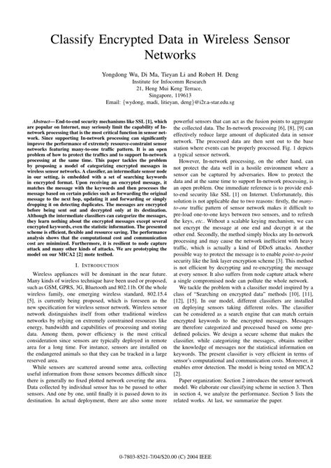 pdf classify encrypted data in wireless sensor networks