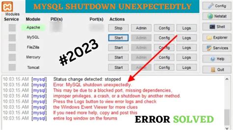 SOLVED Error MySQL Shutdown Unexpectedly How To Solve MySQL Error