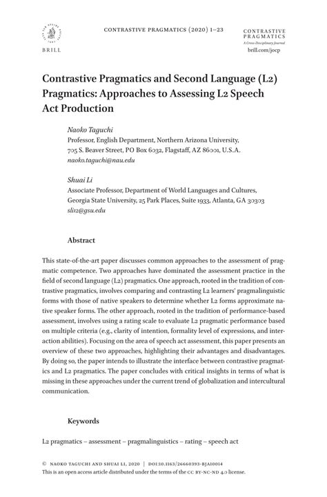 pdf contrastive pragmatics and second language l2 pragmatics approaches to assessing l2
