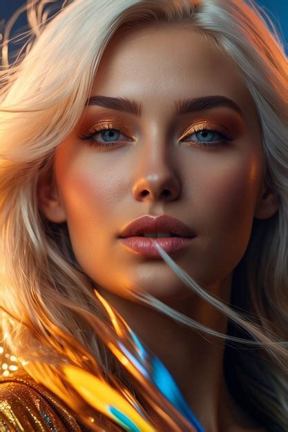 Premium Ai Image Young Beautiful Blonde Woman Model Art