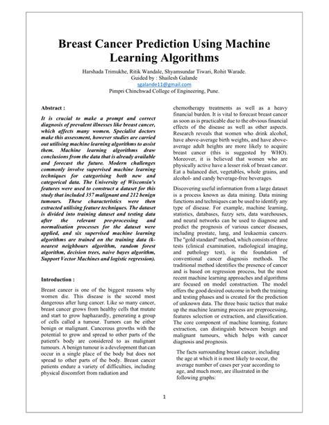 pdf breast cancer prediction using machine learning algorithms