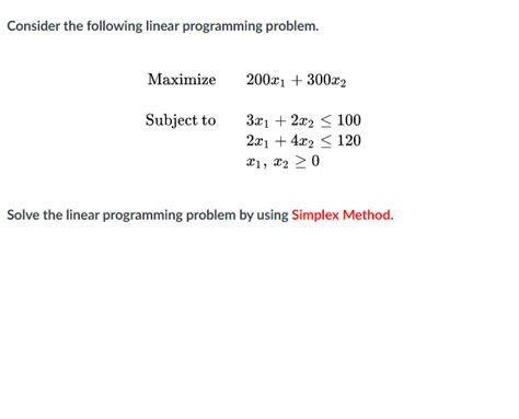 solved consider the following linear programming problem