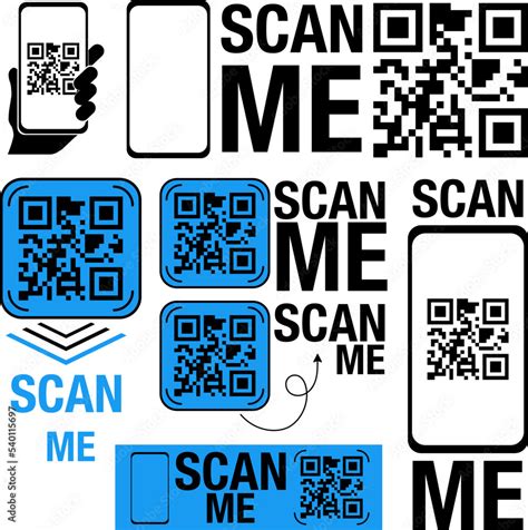 QR Code Set Scan Me Scan Qr Code Icon Template Scan Me Qr Code For