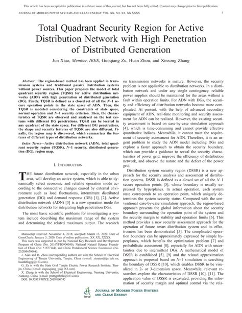 pdf total quadrant security region for active distribution network with high penetration of