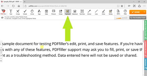 highlight text in pdfs online pdffiller