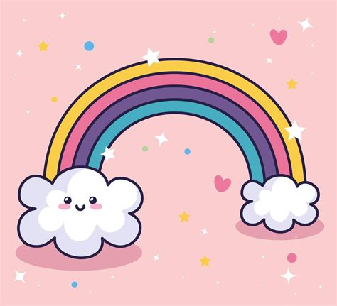Lindo Arcoiris Con Nubes Estilo Kawaii 4839261 Vector En Vecteezy