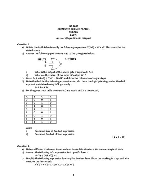 isc 2009 computer science paper 1 theory pdf arithmetic teaching mathematics