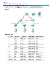 7 2 1 6 Packet Tracer Configuring Numbered Standard IPv4 ACLs