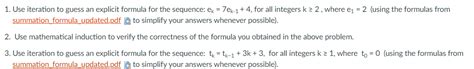 solved 1 use iteration to guess an explicit formula for the