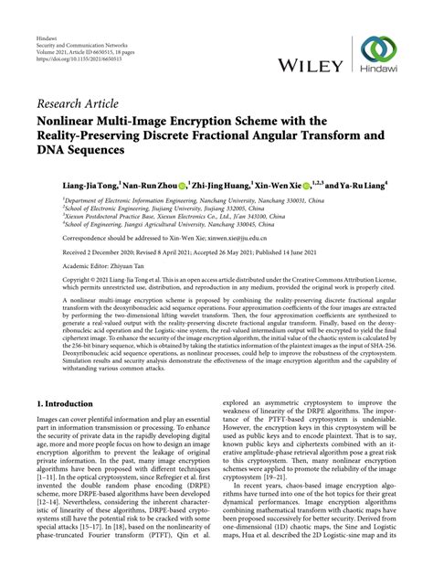 pdf nonlinear multi image encryption scheme with the reality preserving discrete fractional